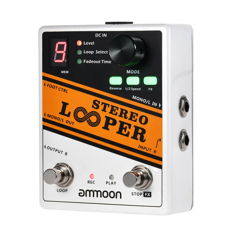 ammoon STEREO LOOPER Loop Record Guitar Effect Pedal 10 Independent ...