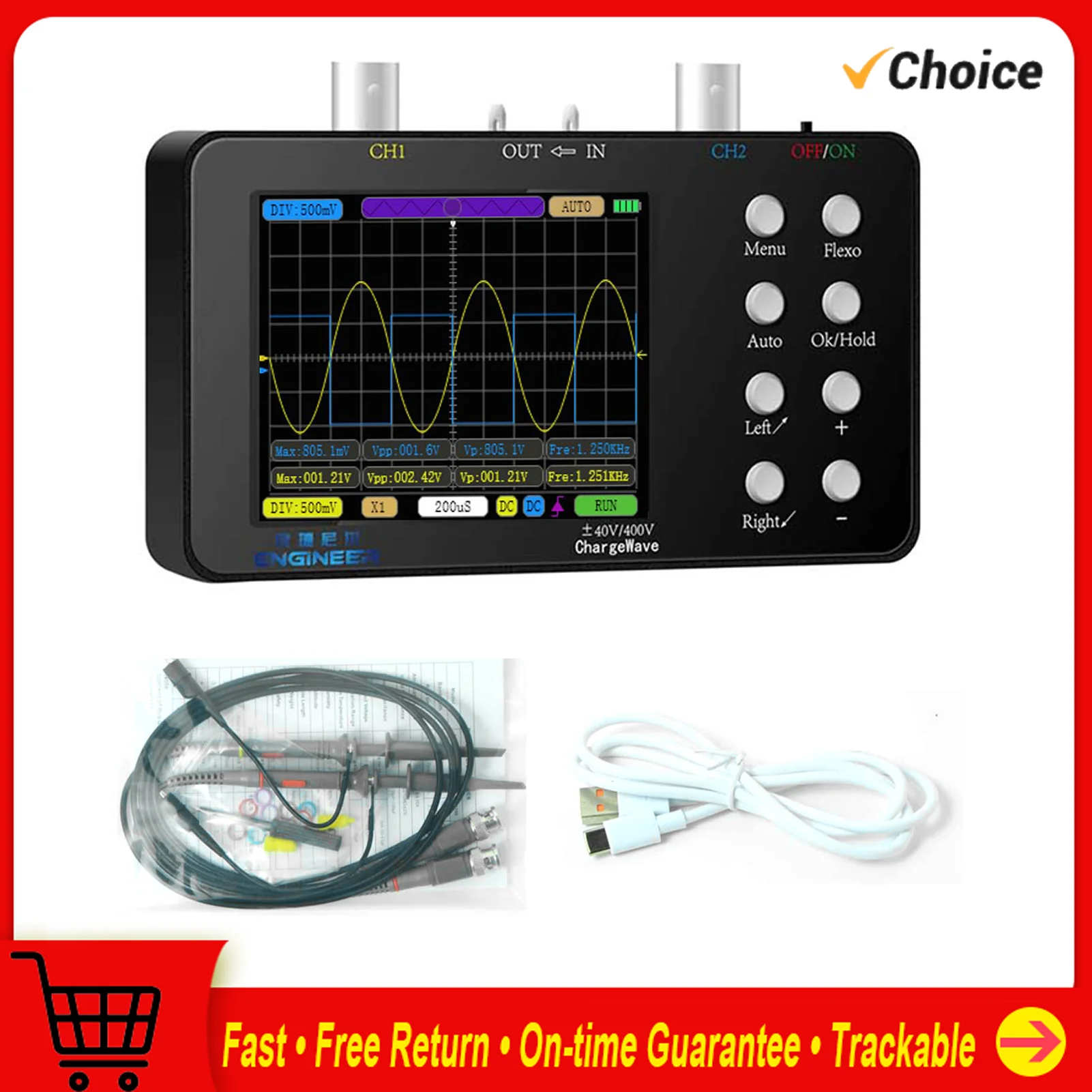 Oscilloscope 50M Sampling Rate 10M Analogue Bandwidth 6A Current ...