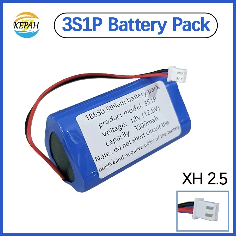 12V 3S1P Battery 12.6V/11.1V 18650 Li-ion Battery Pack 3500mAh Backup ...