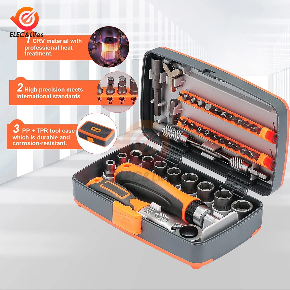 38-in-1-Socket-Ratchet-Wrench-Set-Multi-function-Wrench-Hand-Tool-for ...