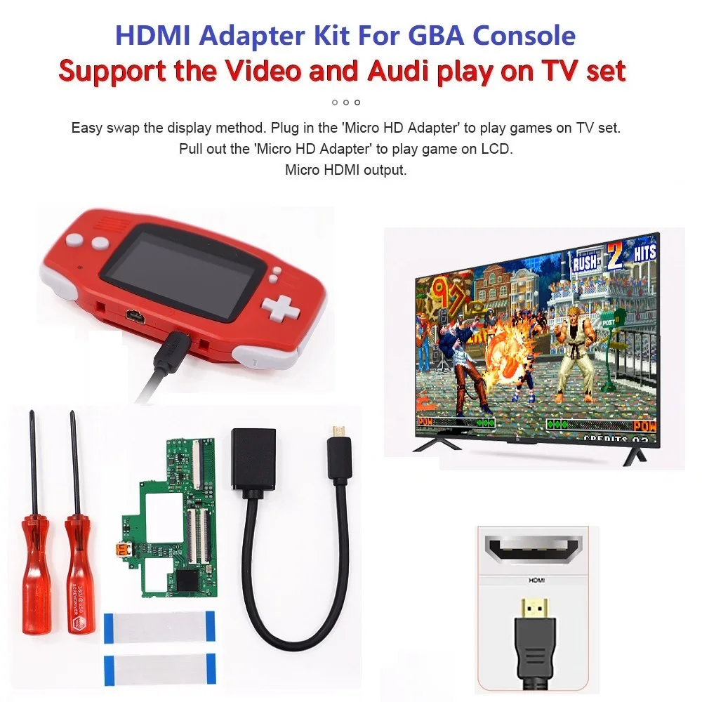 2-Wire-HDMI-Kit-HDMI-Adapter-Converter-Kit-For-Gameboy-Advance-40-Pin ...