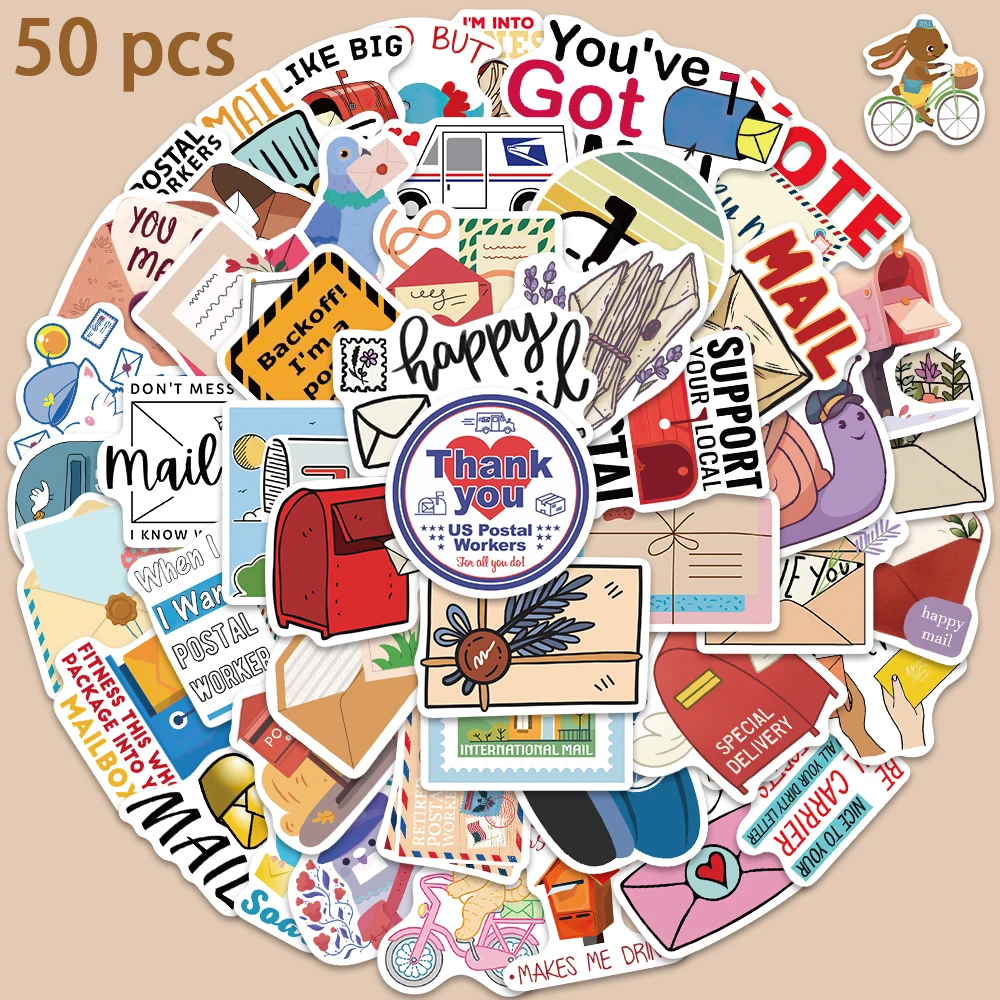 50pcs-Cartoon-Postman-Letter-Email-Stickers-Aesthetic-Graffiti-Decals ...