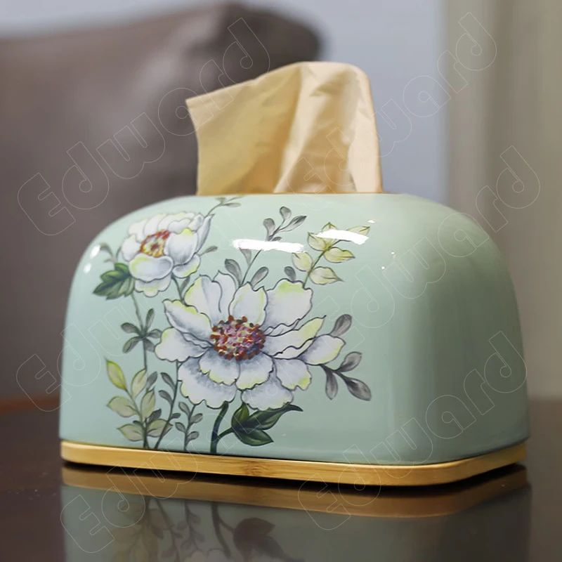 Tissue-Boxes-Plant-Flower-Pattern-Ceramic-Tissue-Box-Home-Decoration ...