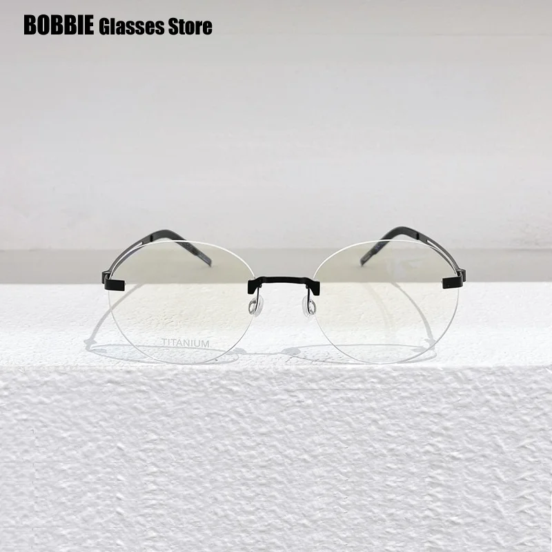 Denmark-Brand-Glasses-Frame-Rimless-Men-Screwless-Round-Titanium ...