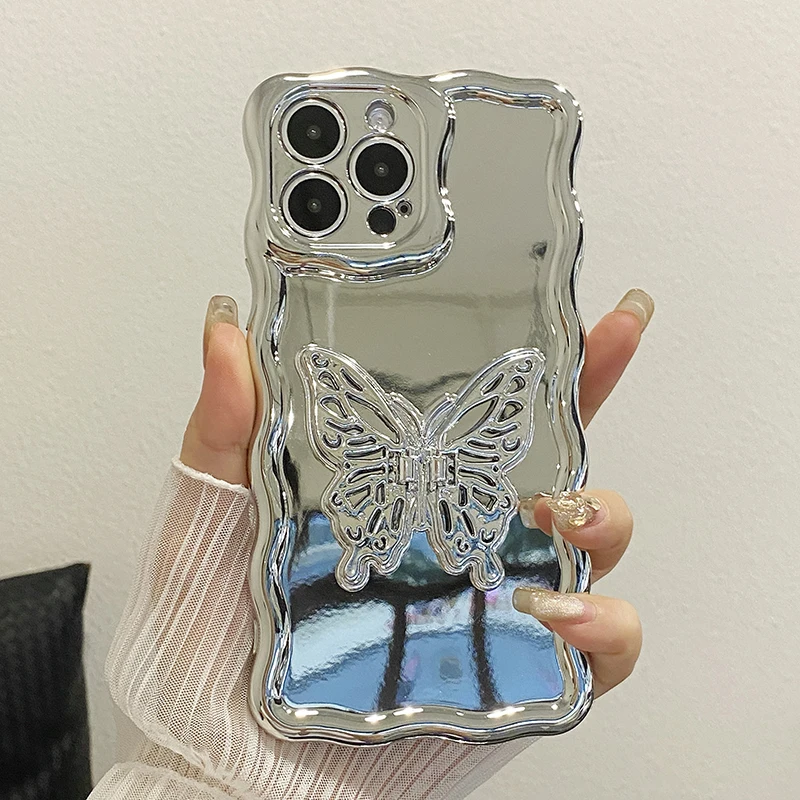Stylish-Butterfly-Stand-Holder-Plating-Silver-Phone-Case-For-iPhone-11 ...