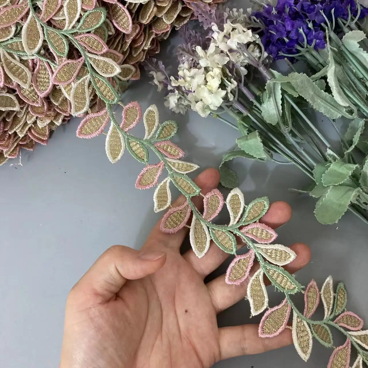 1-Meters-4-3cm-Gold-Thread-Leaf-Water-Soluble-Barcode-Embroidery-Lace ...