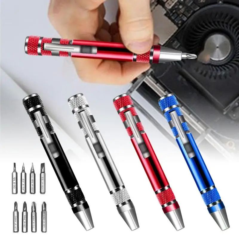 8-In-1-Pocket-Precision-Mini-Screwdriver-Bit-Pen-Multifunction-Aluminum ...