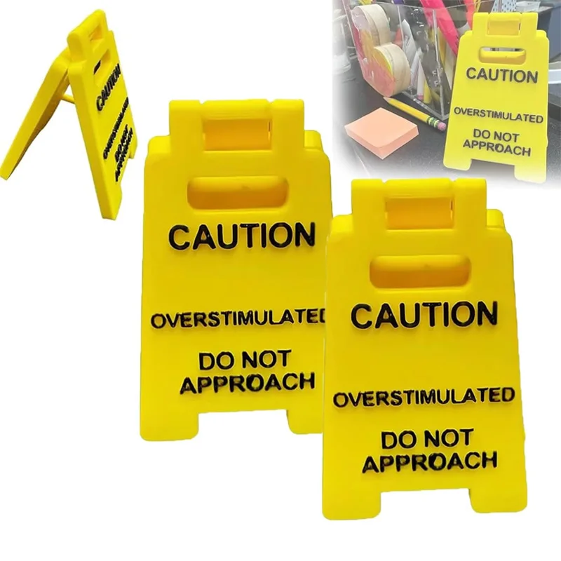 Funny Caution Overstimulated Do Not Approach Desk Caution Sign Mini ...