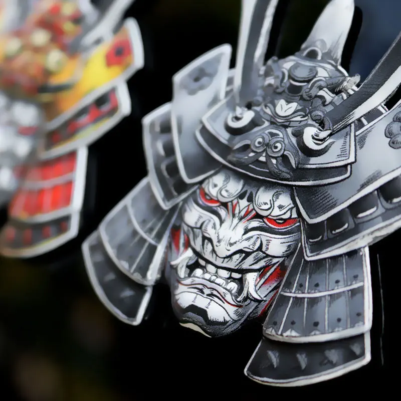 Demon Hunter Stickers Samurai Metal Car Sticker, Japanese Style Hannya ...