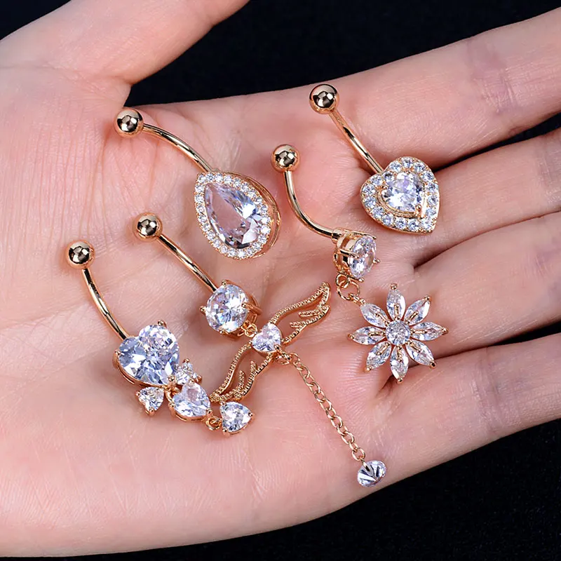 1-Pcs-Women-Stainless-Steel-Long-Belly-Button-Rings-Gold-Color ...