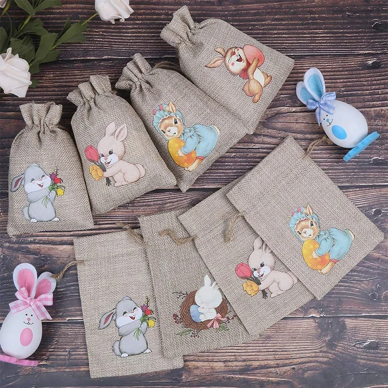 5pcs-Drawstring-burlap-Bunny-rabbit-candy-gift-bags-kid-boy-girl-Egg ...