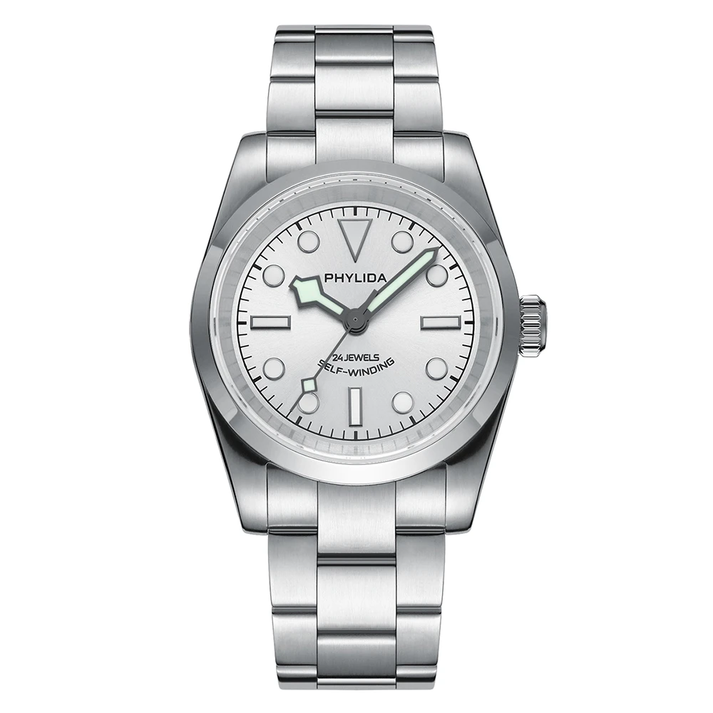 Phylida 37mm Silver Sunbrushed Dial Nh38 Wristwatch 150m Wr Watches For ...