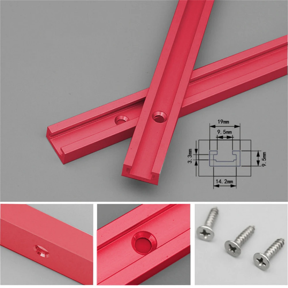 Woodworking-T-Track-Red-Slider-M8-T-Screw-19x9-5mm-Nut-Saw-Table-Acting ...