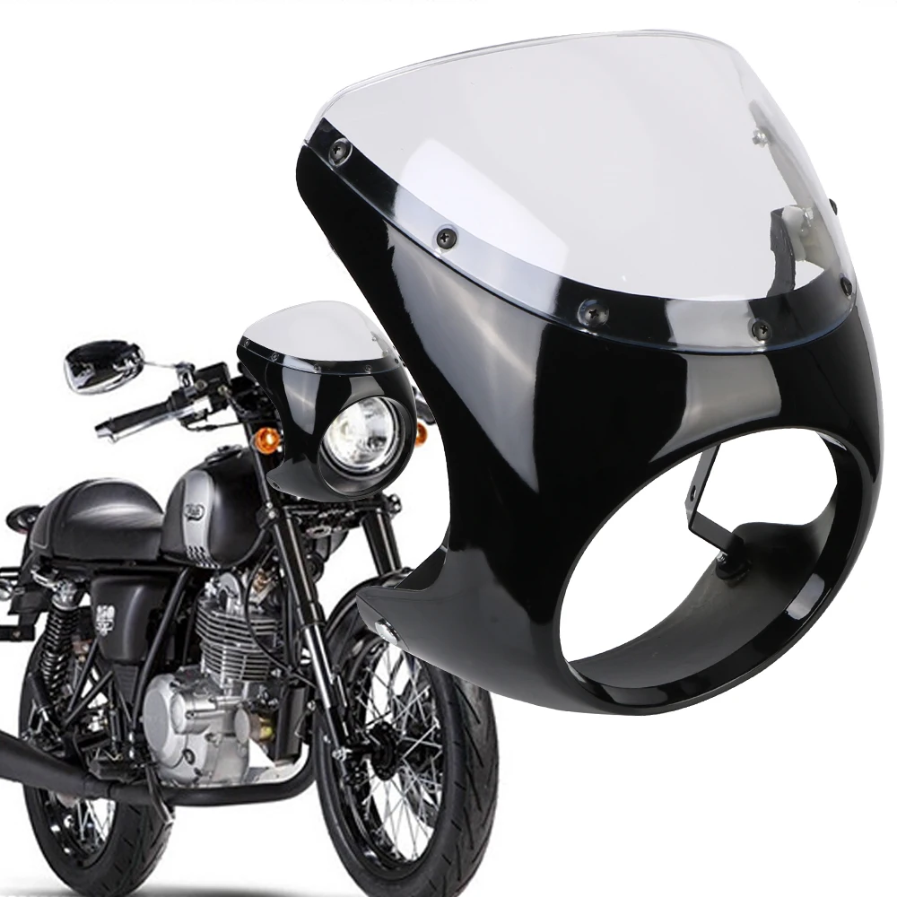 Retro-Headlight-Windscreen-For-Cafe-Racer-Motorcycle-Front-Headlight ...