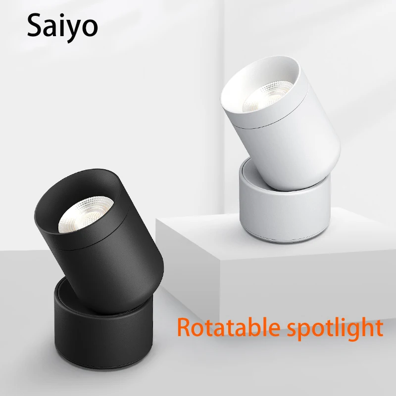 Saiyo Led Surface Mounted Spotlights Adjustable Ceiling Downlight Rotatable COB Spot Lamp Focos ...