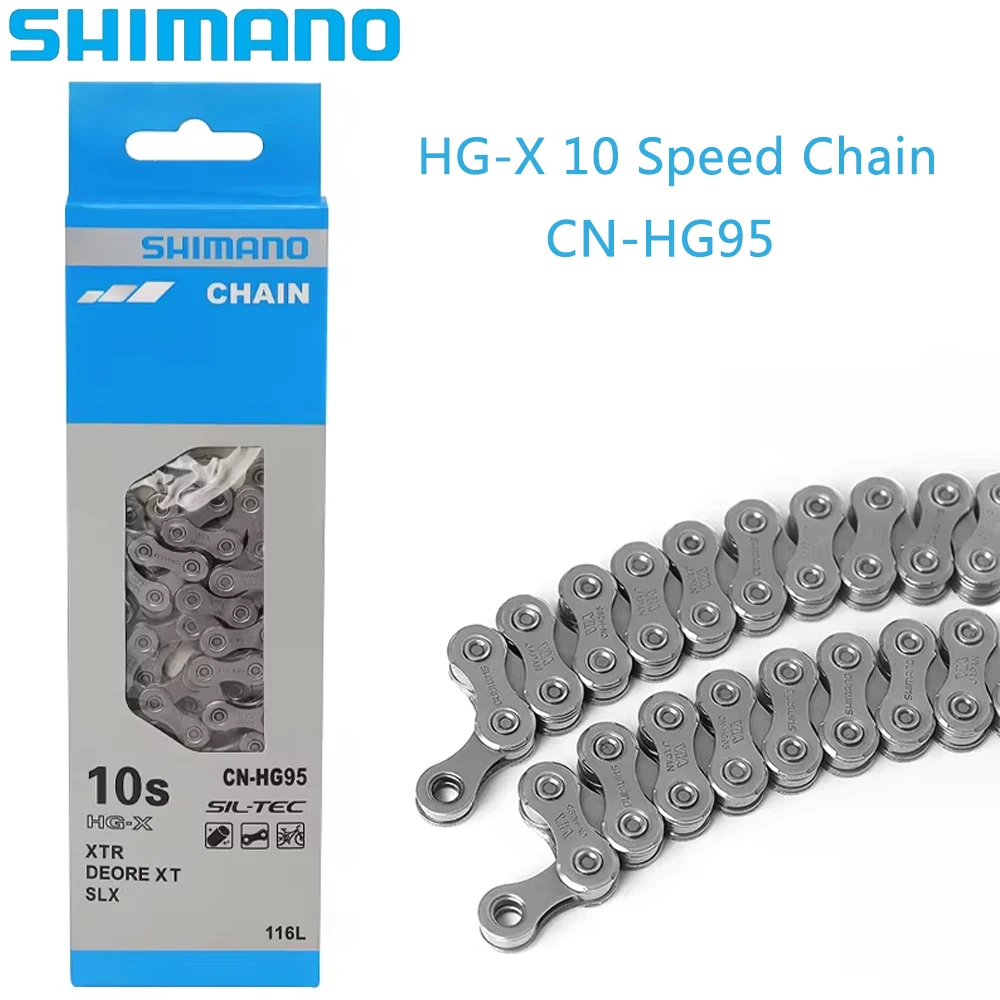 SHIMANO HG95 Bicycle Chain 10 Speed 116L Links for MTB Bicycle Chain ...