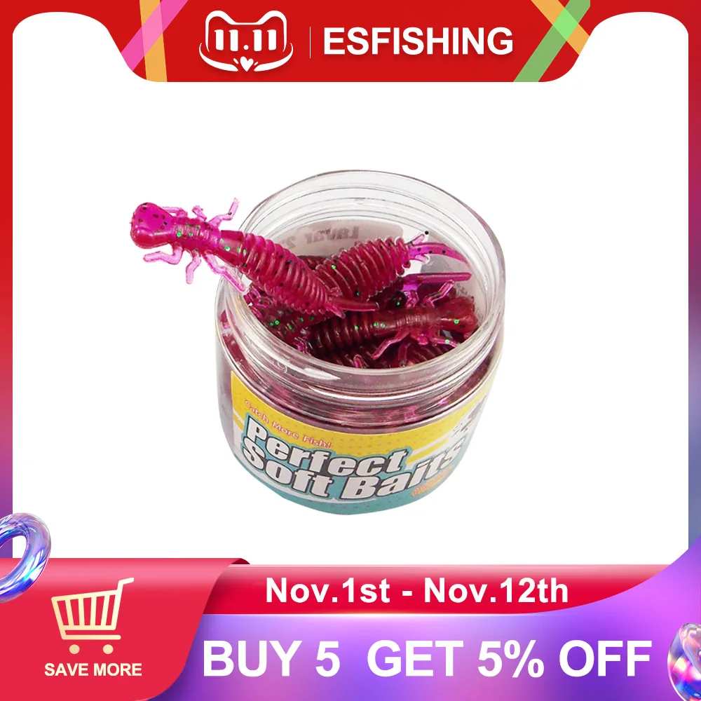 Esfishing New Soft Bait Larva 50mm 20pcs Soft Lure Worm Jigging Lure ...