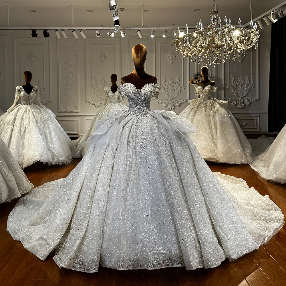 Customized Amanda Novias Actual Images Off Shoulder Beading Wedding ...