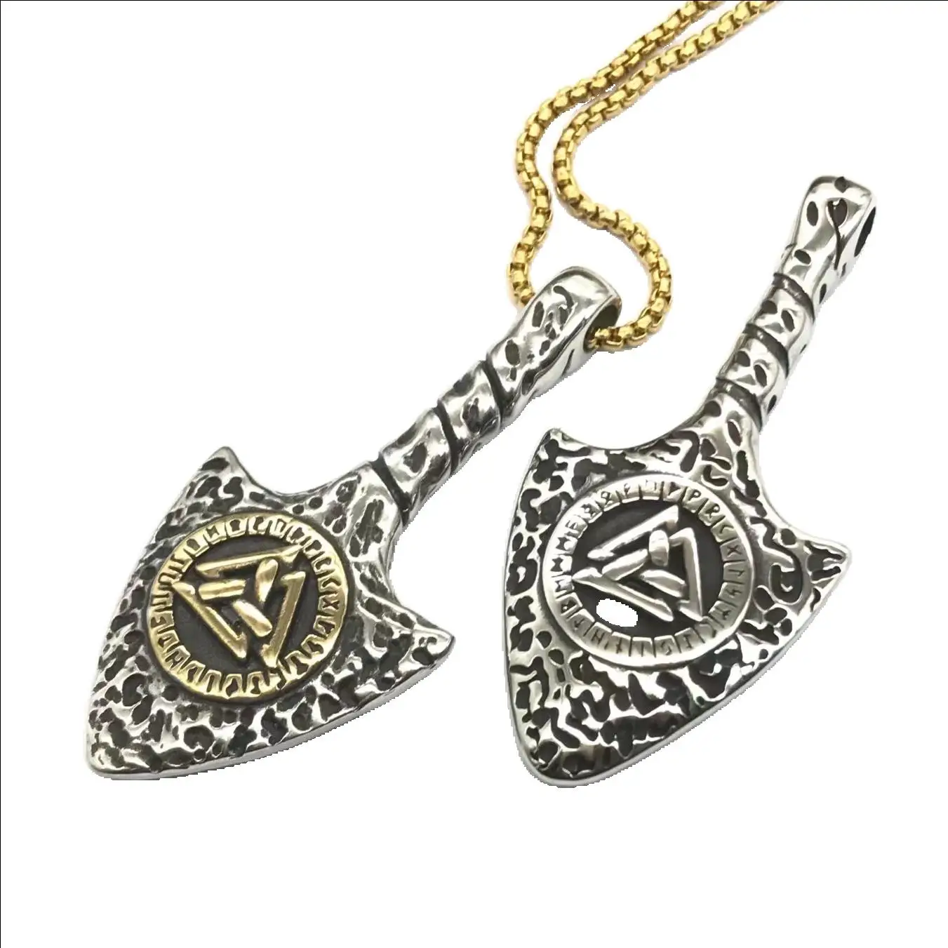 Viking Gungnir Spear of Odin with Valknut and runes Pendant