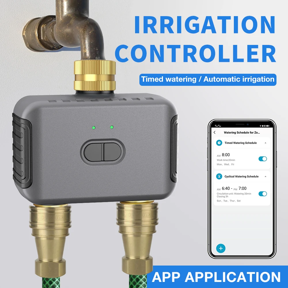 Bluetooth Zigbee 2-Outlet Garden Water Timer Programmable Faucet Hose ...