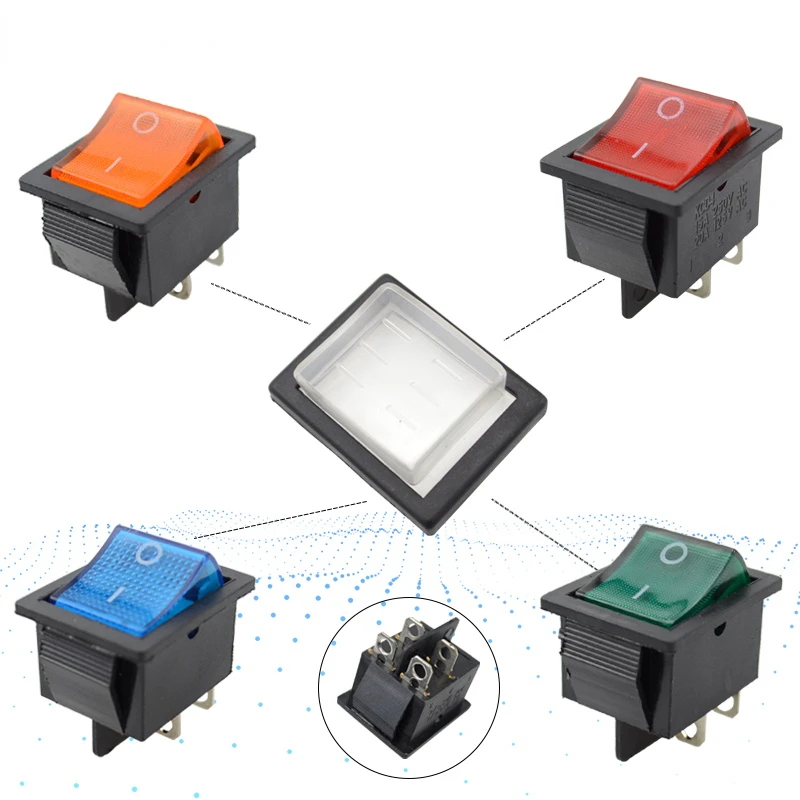 1pcs RED/Green /yellow/blue Light Illuminated 2 Position On/Off DPST ...