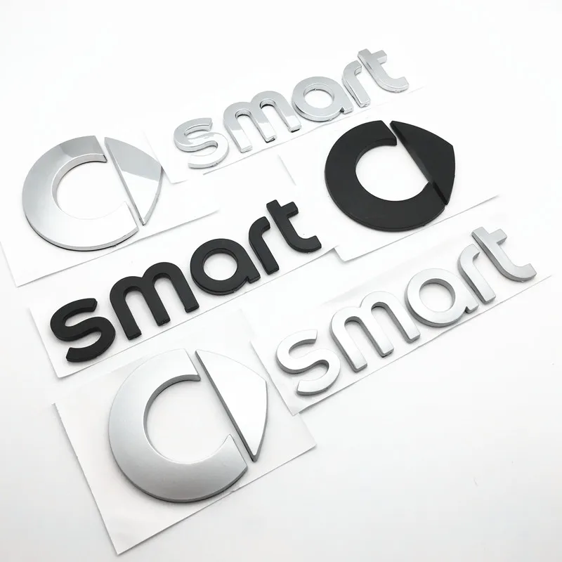 3d Abs Black Silver Chrome Smart English Letter Car Emblem Sticker ...