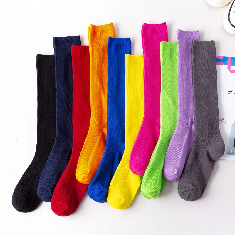 Women's Socks Solid Color | Solid Color Knee Socks | Cotton Socks ...