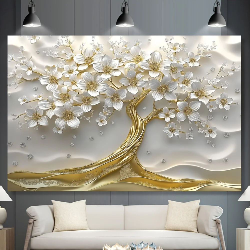 Made of polyester, this oversized white tree mural is perfect for ...