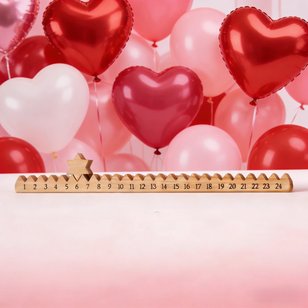 Wooden Valentine's Day Countdown Calendar with Stars- Artificial Wood ...