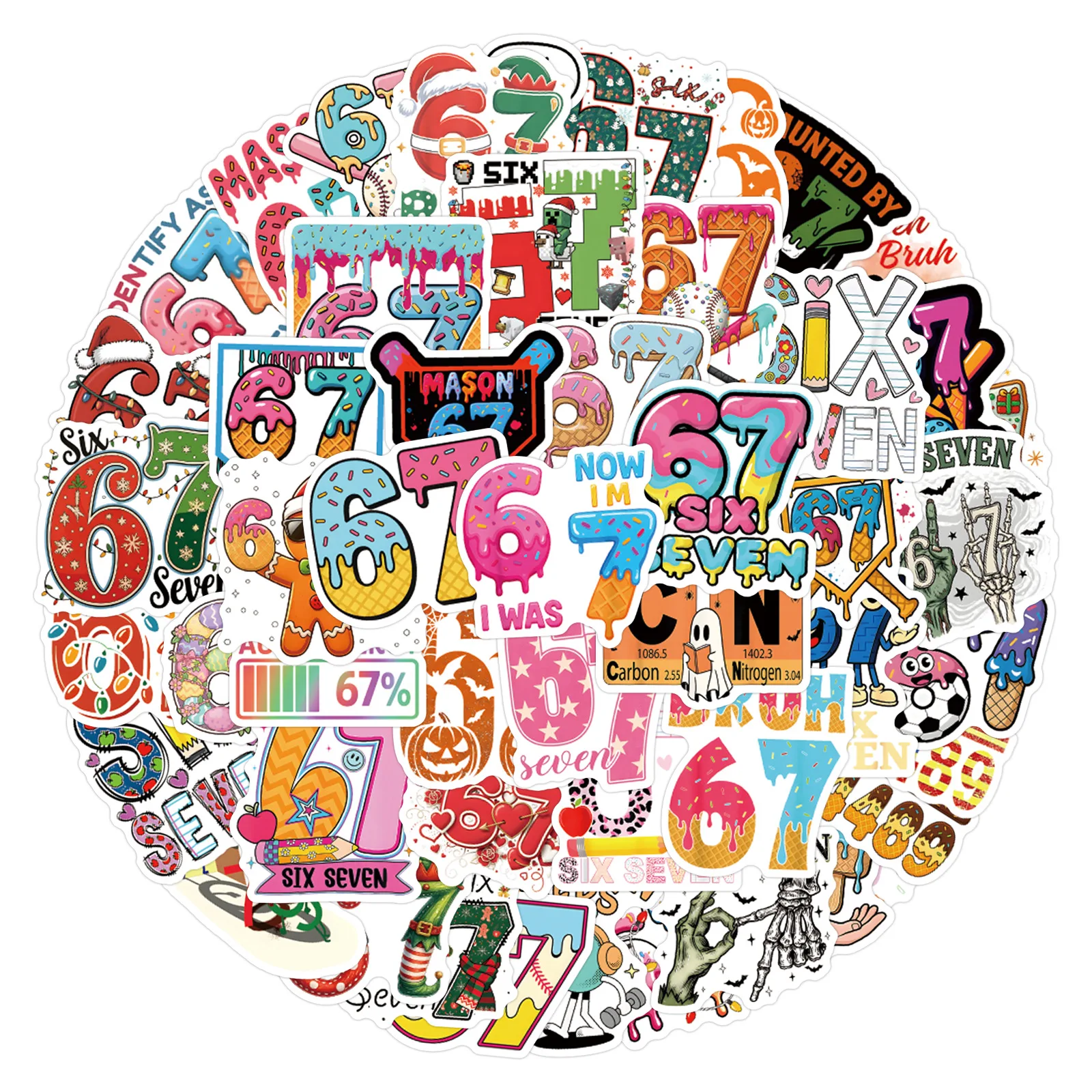 100Pcs Funny Six Seven Stickers Doot Doot (6 7) Stickers DIY Decorative ...