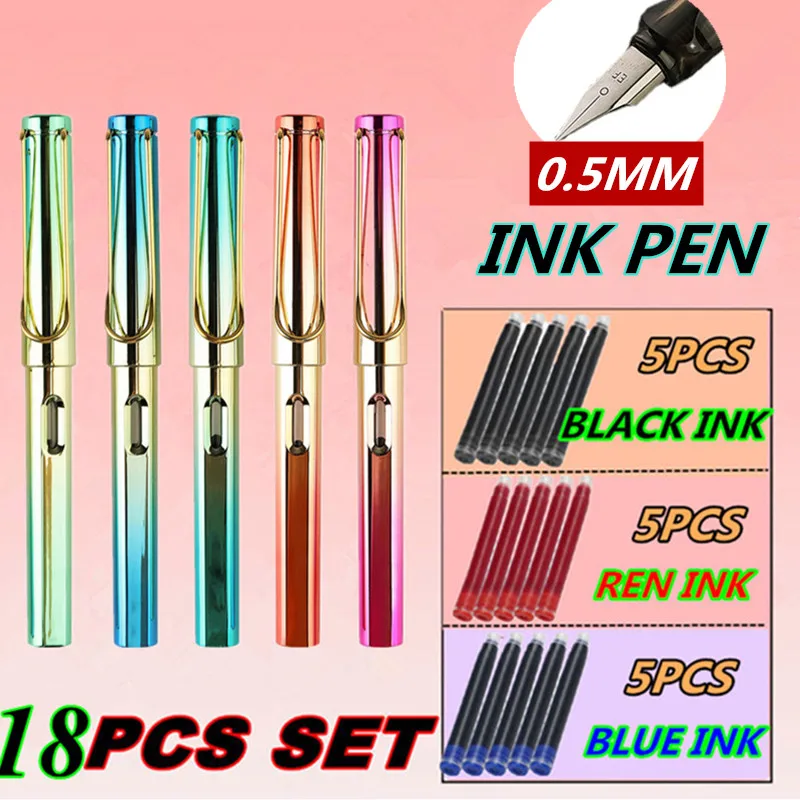 Cheap-18pcs-Color-0-5mm-Fountain-Ink-Pen-2023-Stationery-School ...