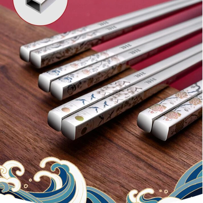 Chinese-Chopsticks-Stainless-Steel-Long-Chopsticks-Non-slip-Household ...