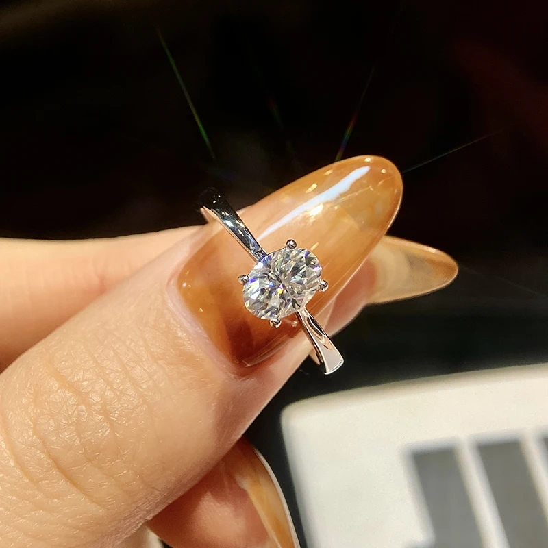 KNB-Concise-1-3CT-Oval-Certified-Moissanite-Diamond-Wedding-Rings-For-Women-Real-925-Sterling ...