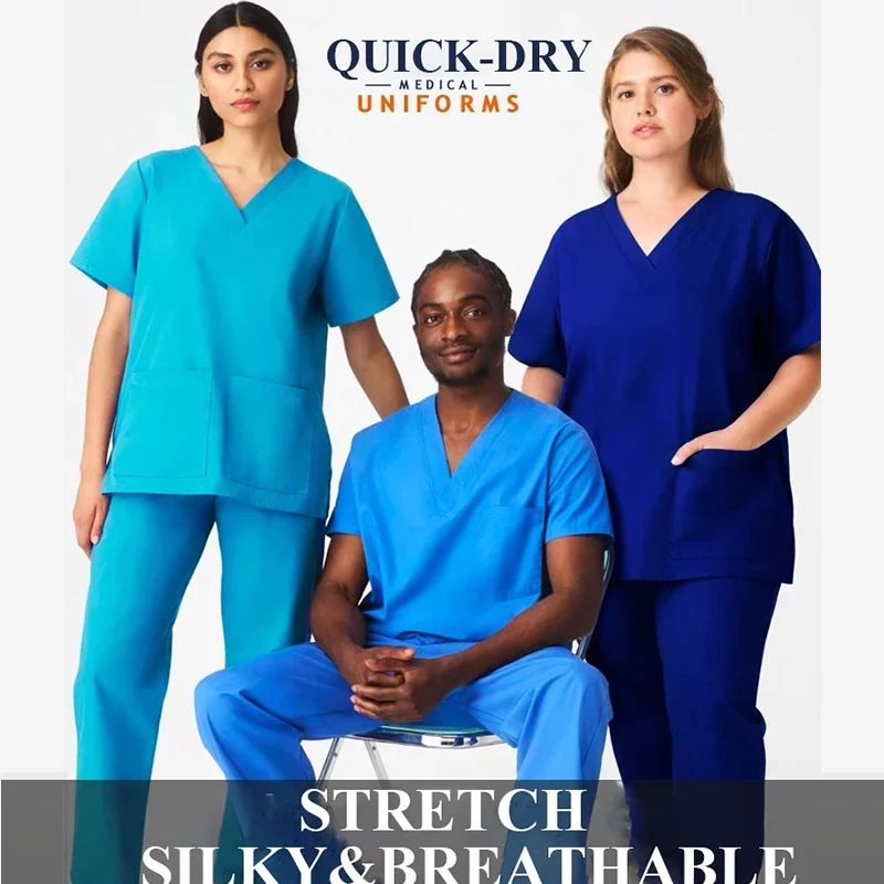 Unisex-Quick-Dry-Medical-Uniform-Breathable-Nursing-Scrubs-Stretch ...