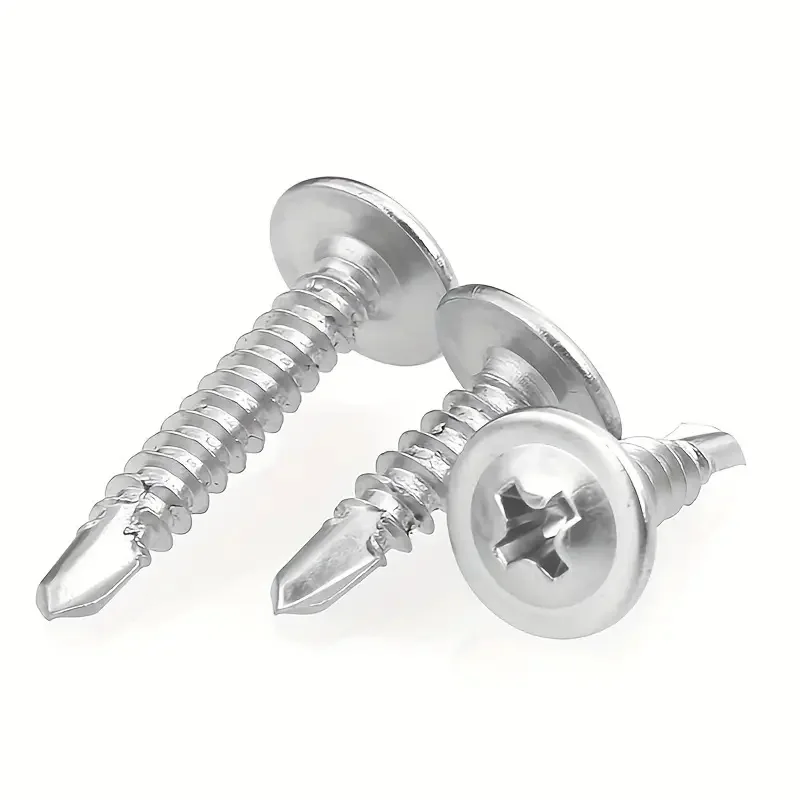 100pcs-Stainless-Steel-Cross-Round-Head-With-Pad-Self-Drilling-Self ...