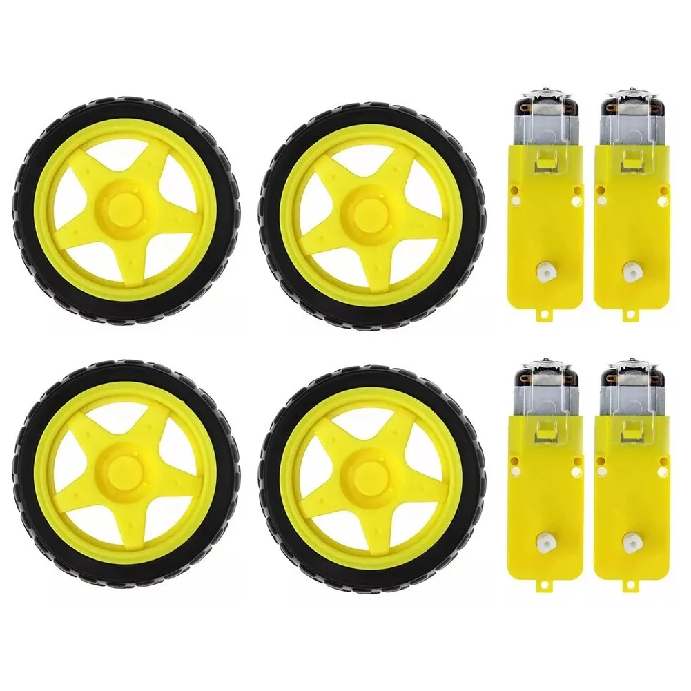 Tire-Wheel-Motor-Assembly-Kit-4-DC-Motors-with-Plastic-Tires-for ...