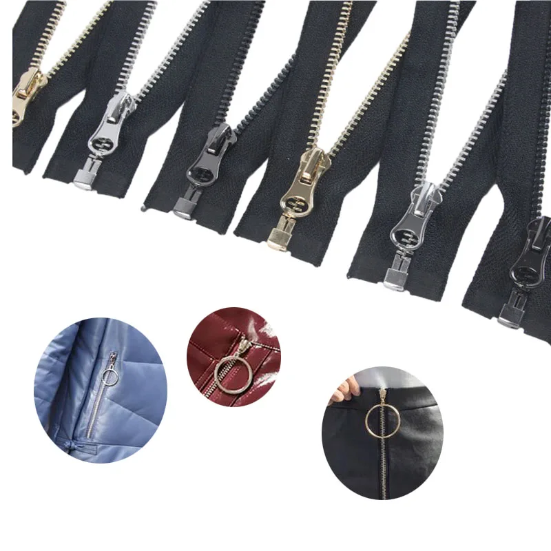 2Pcs-50-80cm-5-Metal-Auto-Lock-Zips-Open-Close-end-Zippers-for-Sewing ...