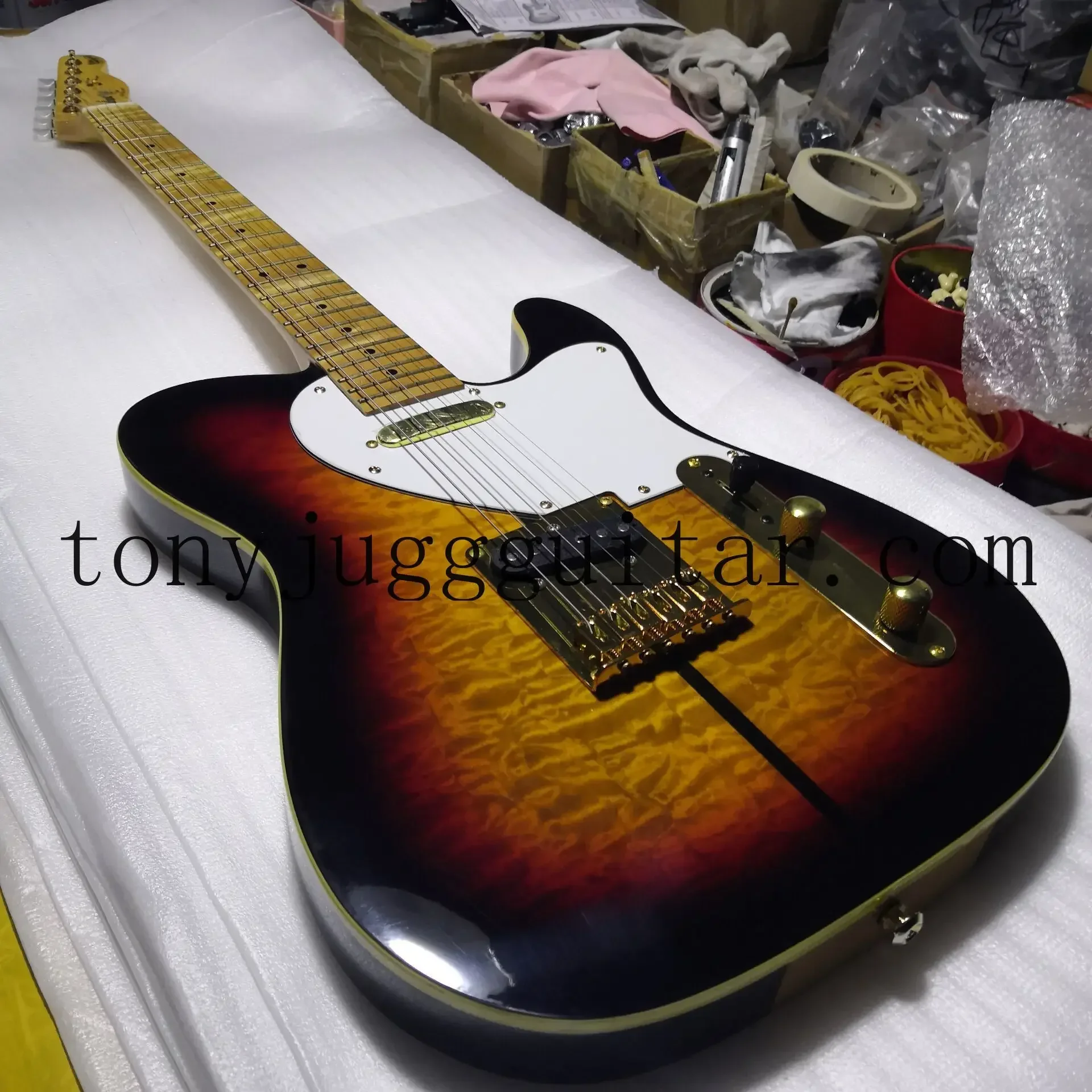 Custom-Flame-Maple-Neck-Fingerboard-Merle-Haggard-Tuff-Dog-TL-Tobacco ...