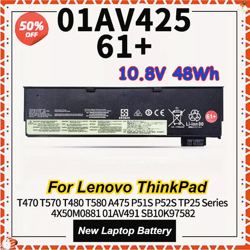 10.8V 4400mAh 01AV425 Laptop Battery for Lenovo ThinkPad T570 T580 T470 ...