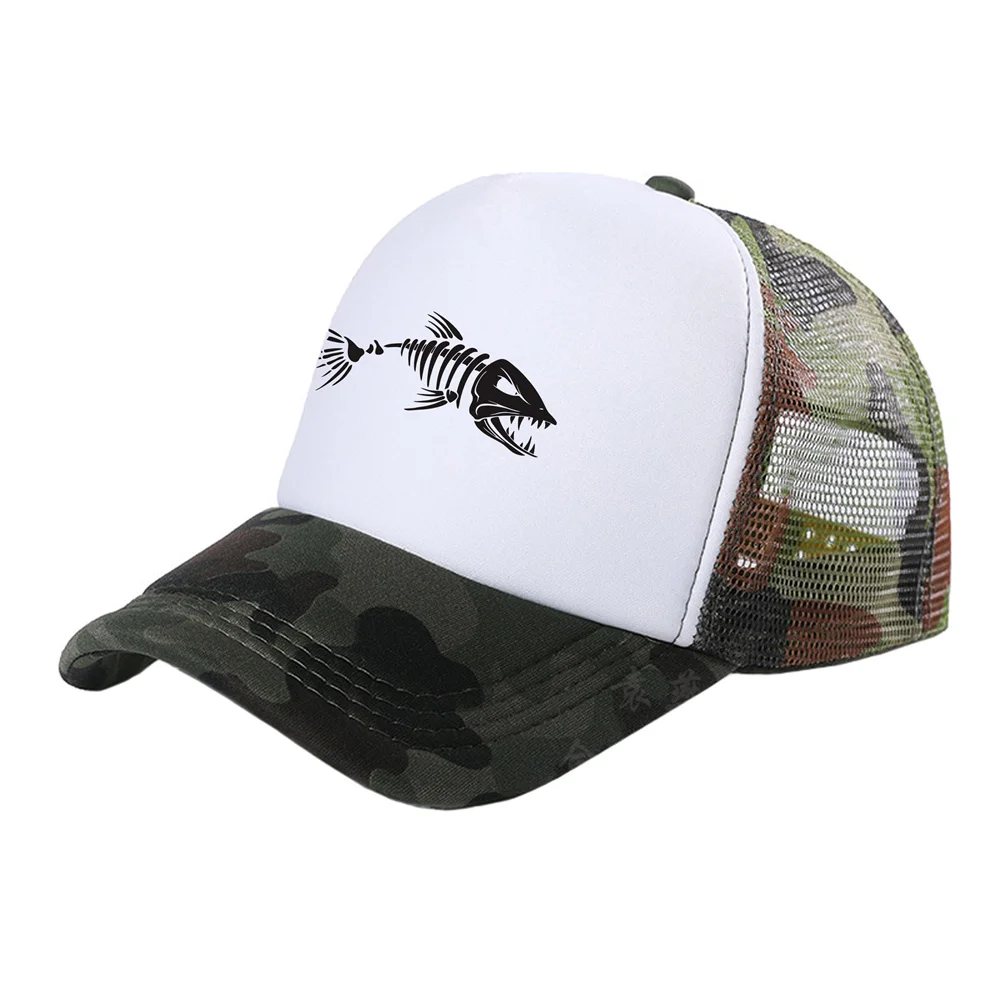 Fishbone Trucker Cap Men Fishing Skeleton Fish Bone Baseball Caps ...