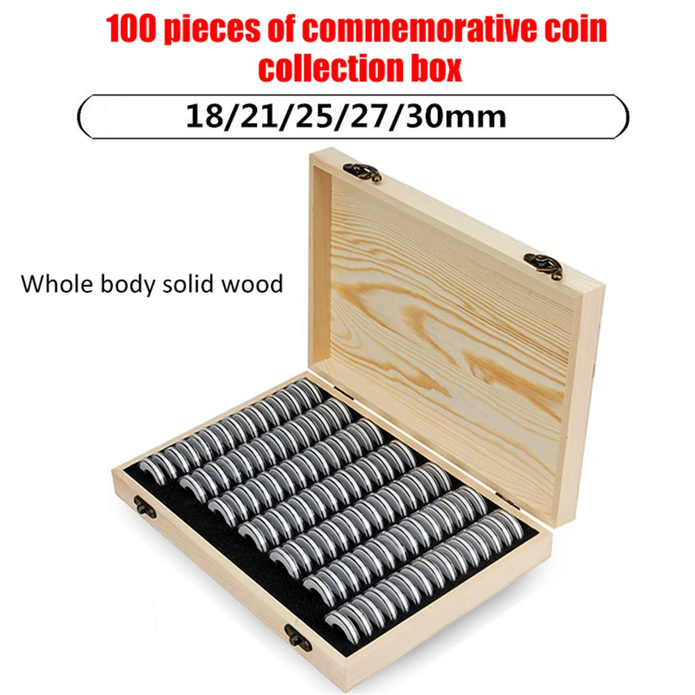100PCS-Coins-Storage-Box-Adjustable-Antioxidative-Woode-Commemorative ...
