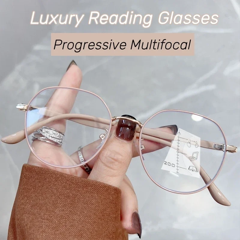 Fashion-Progressive-Reading-Glasses-Anti-Blue-Light-Multifocal-Women ...