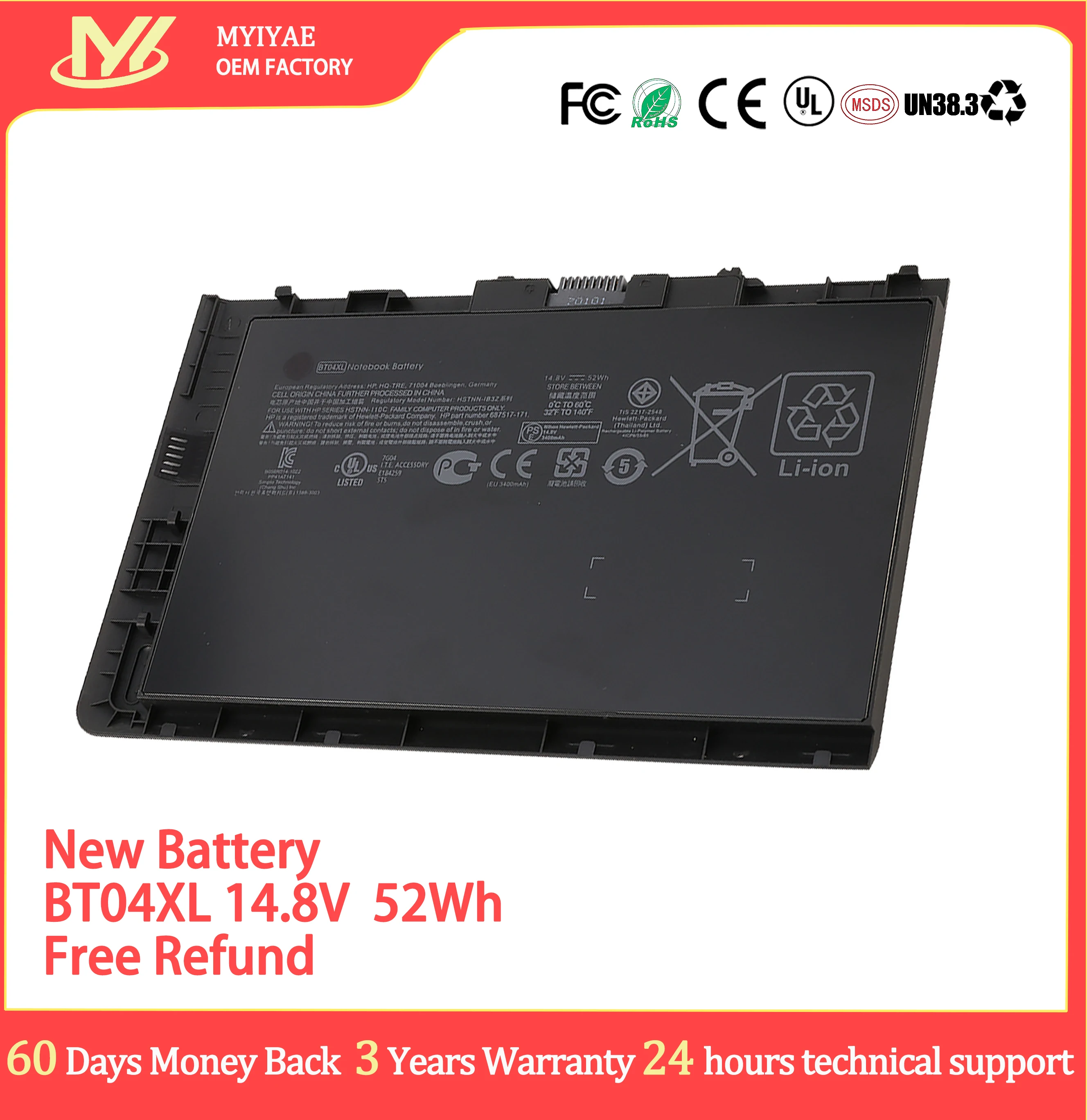 Original Laptop Battery 14.8v 52wh Bt04 Bt04xl Ba06 Ba06xl For Hp ...