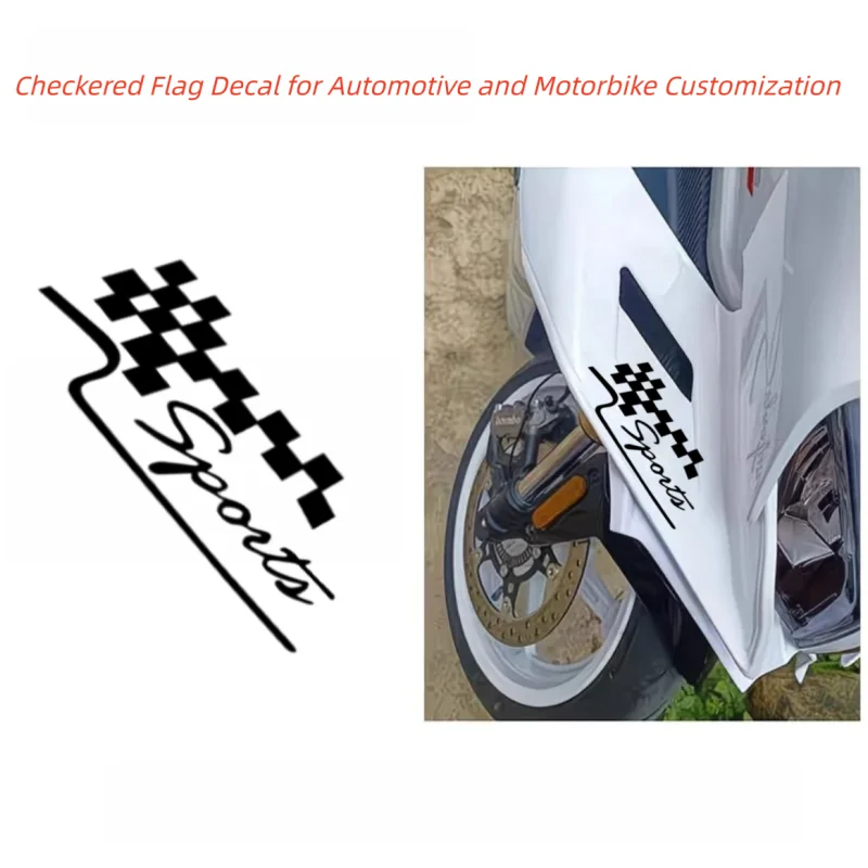 SPORT Checkered Flag Vinyl Decal for Motorcycle Motorbike, Reflective ...