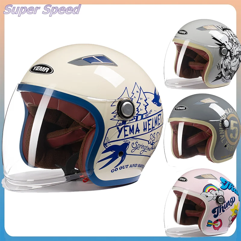 Retro-Helm-Motorcycle-Locomotive-Hat-Half-Helmet-Unisex-Four-Season ...