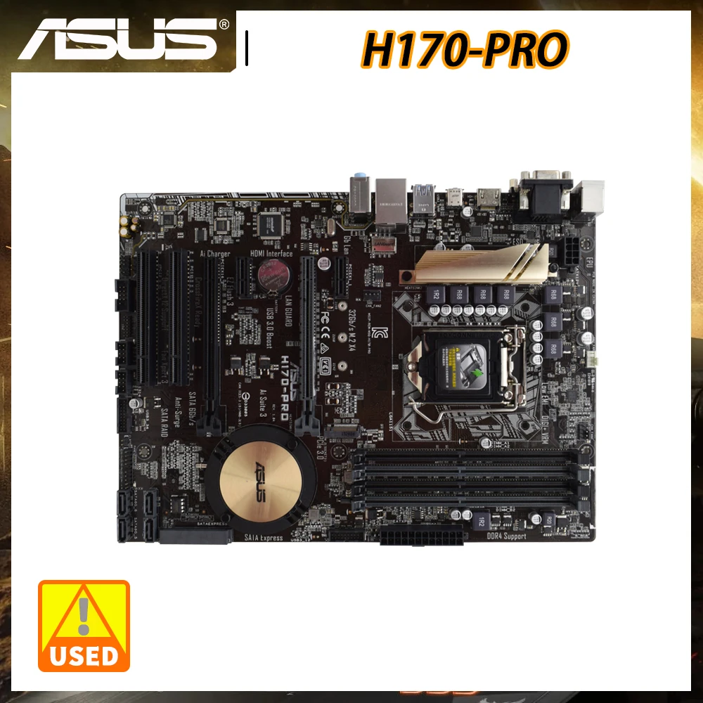 ASUS placa base H170 PRO 1151, procesador Intel H170, 64GB, 2133MHz, M.2, SATA3, HDMI, USB3.1 ...