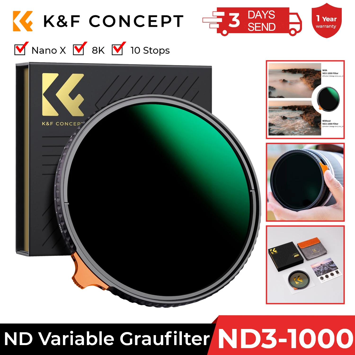 K-F-CONCEPT-Variable-ND-Filter-ND3-to-ND1000-Multi-Coated-Adjustable ...