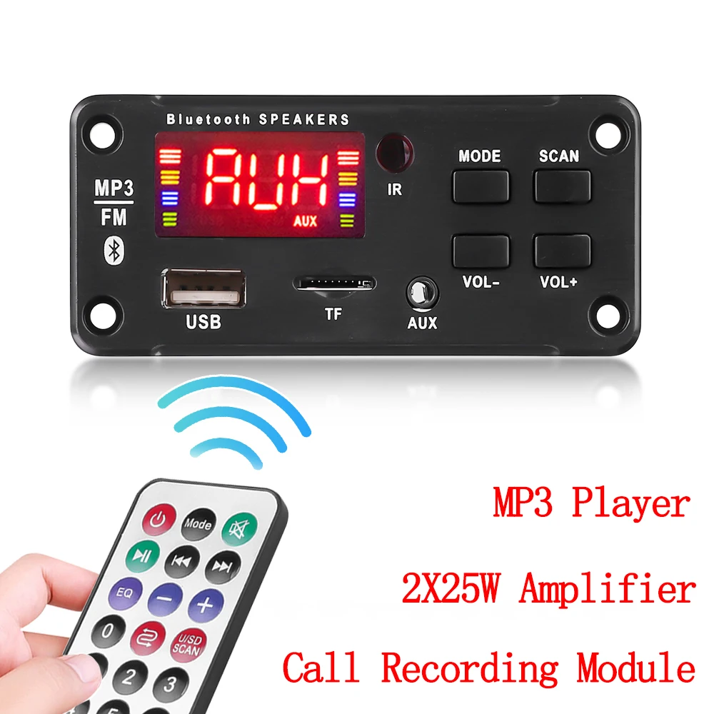 MP3 Decoder Board 50W Amplifier Bluetooth 5.0 Car MP3 Player Handfrees ...