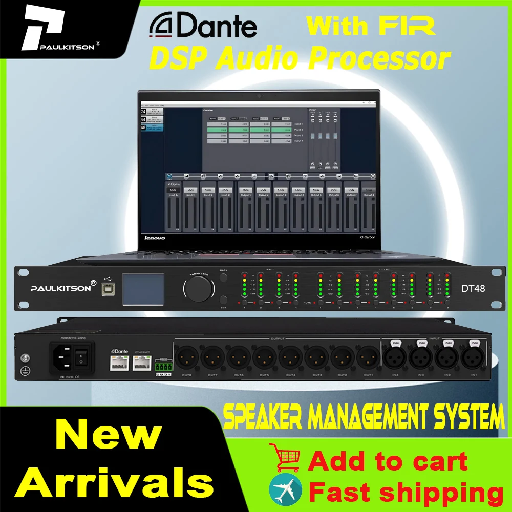 Paulkitson Professional Audio Processor 4 In 8 Out With Dante Network ...