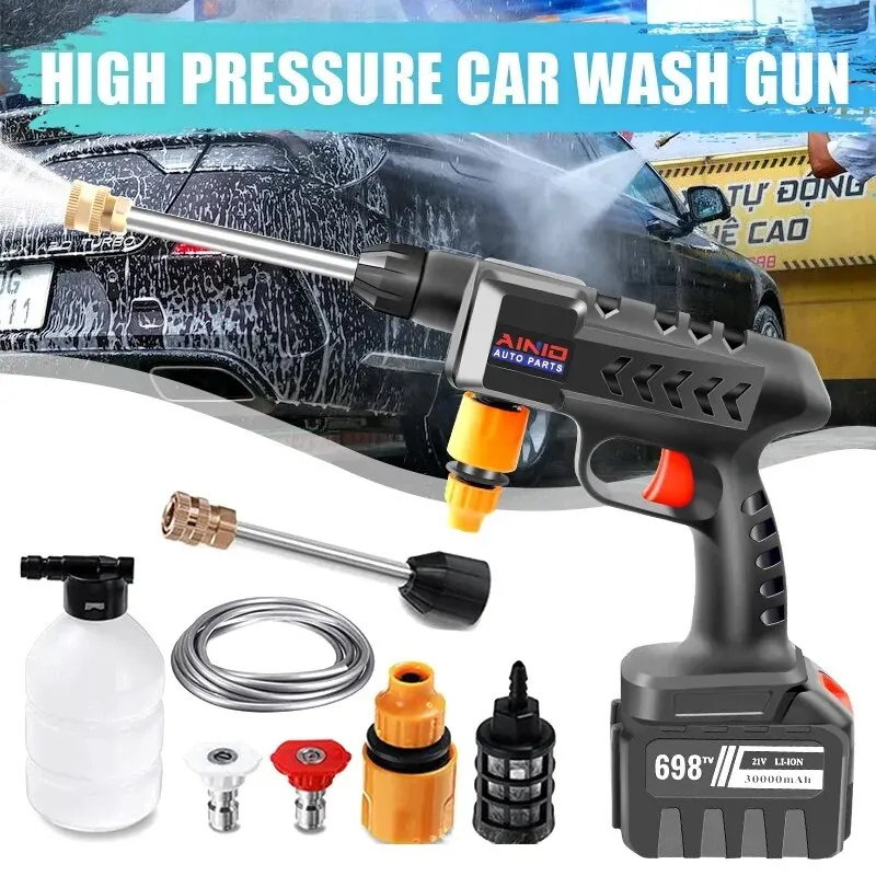 Sem-fio-de-alta-press-o-Car-Wash-Gun-gerador-de-espuma-pistola-de-gua ...